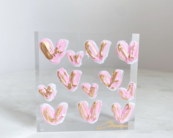 Hearts Acrylic Block | Heart Art | Birthday Gift | Acrylic Block Art ...