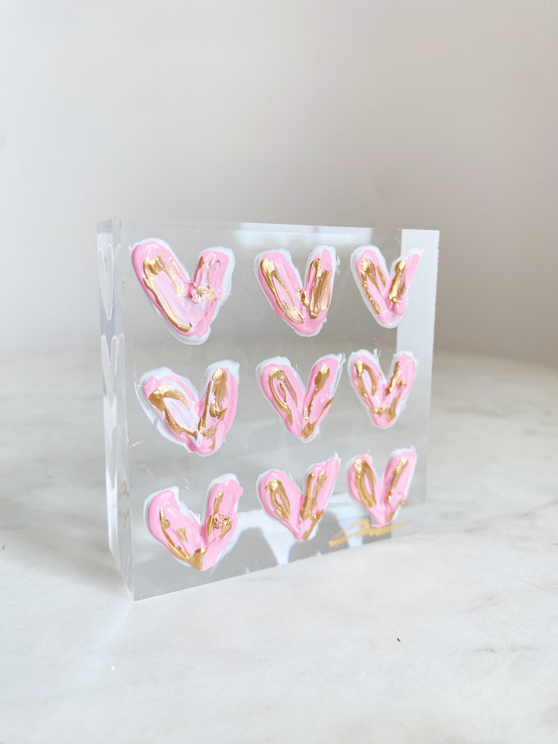 Hearts Acrylic Block Heart Art Birthday Gift Acrylic Block Art Acrylic ...