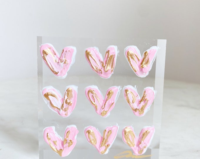 Hearts Acrylic Block | Heart Art | Birthday Gift | Acrylic Block Art ...