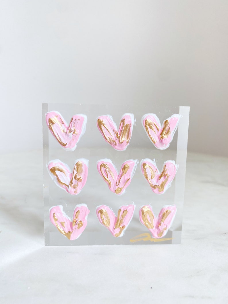 Hearts Acrylic Block Heart Art Birthday Gift Acrylic Block Art Acrylic ...
