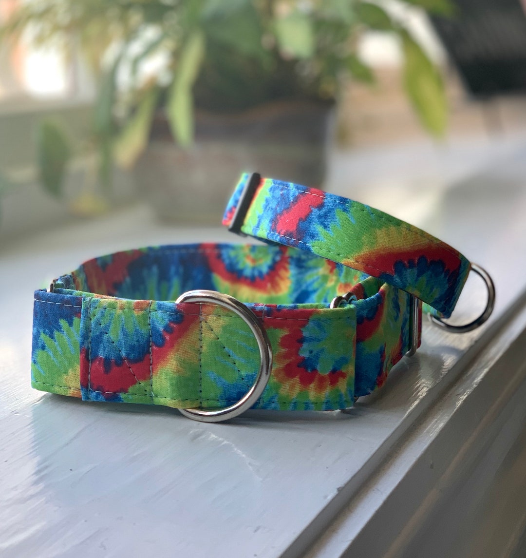 Tie Dye in Primary Colors Dog Collar- Martingale- Quick Release- No ...