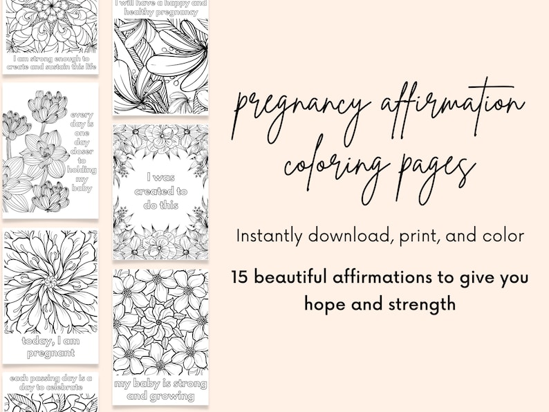 Pregnancy Affirmation Coloring Pages | Pregnancy Affirmation Cards ...