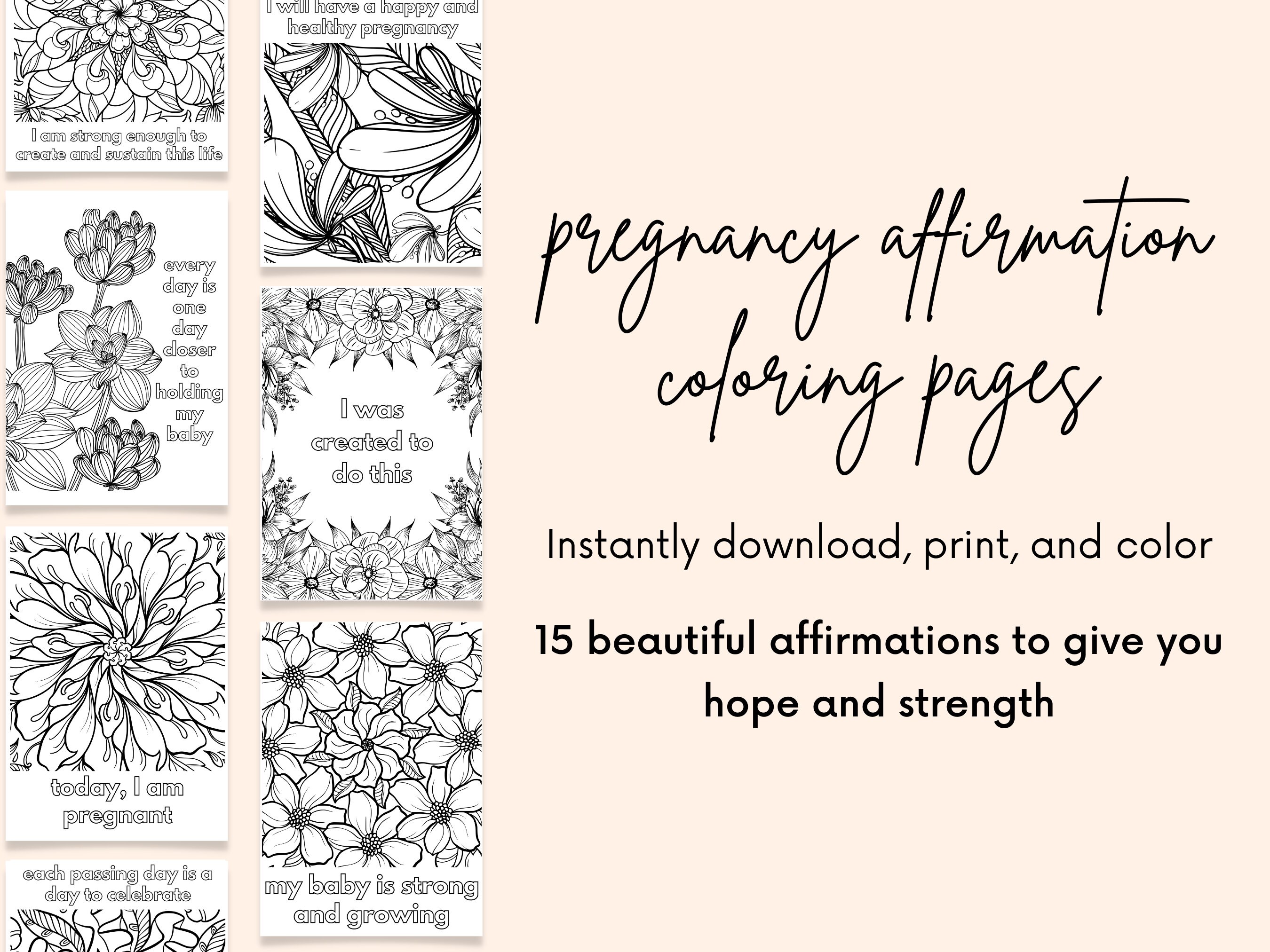 Pregnancy Affirmation Coloring Pages | Pregnancy Affirmation Cards ...