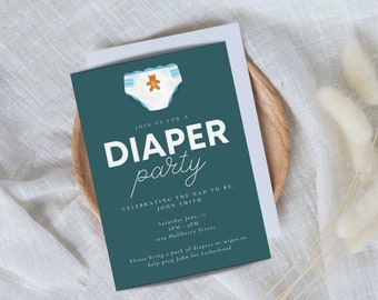 Diapers and Drinks Diaper Party Invitation | Editable Invite Template ...