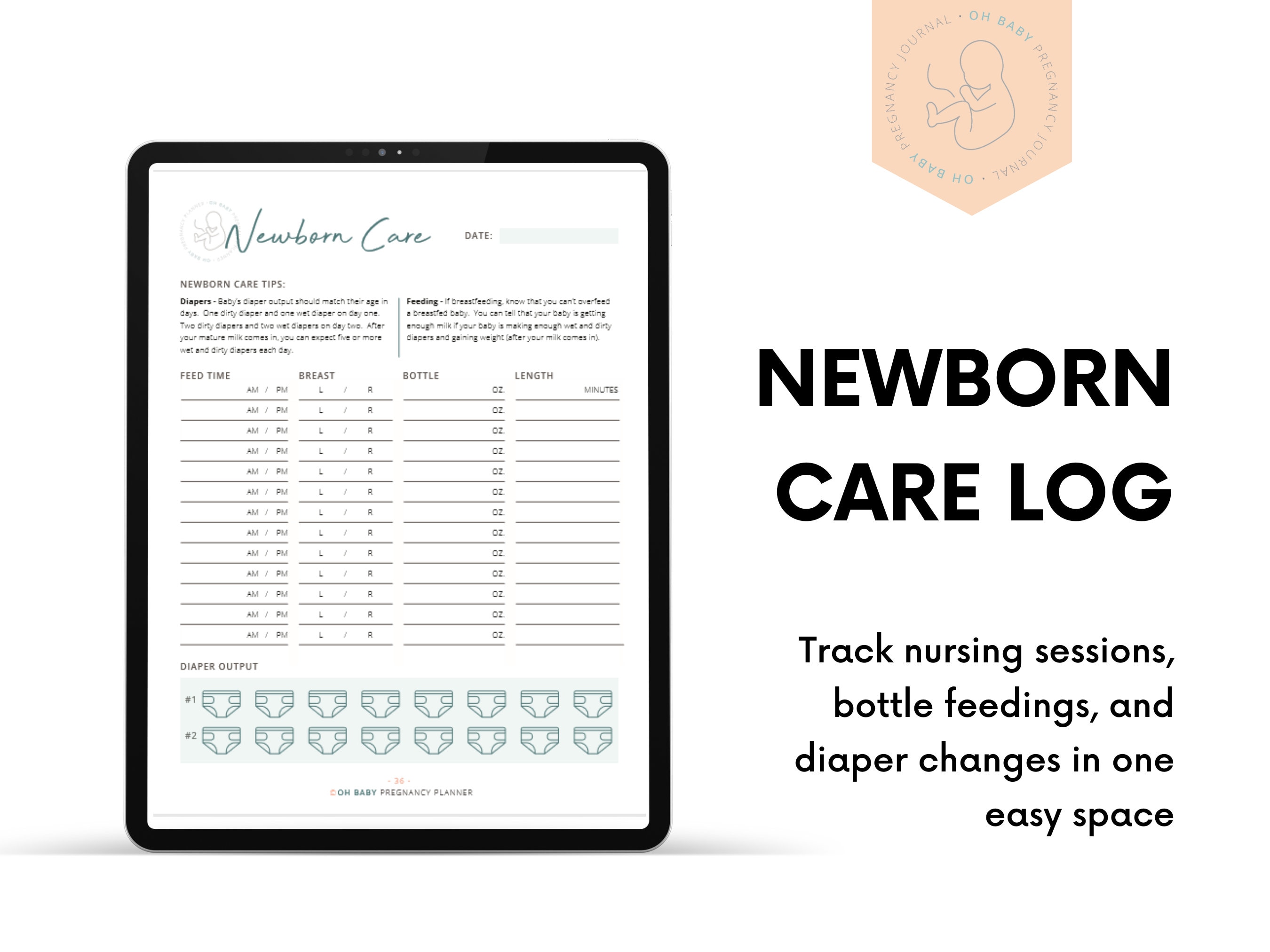 Newborn Care Log | Breastfeeding Tracker | Newborn Tracking Sheet ...