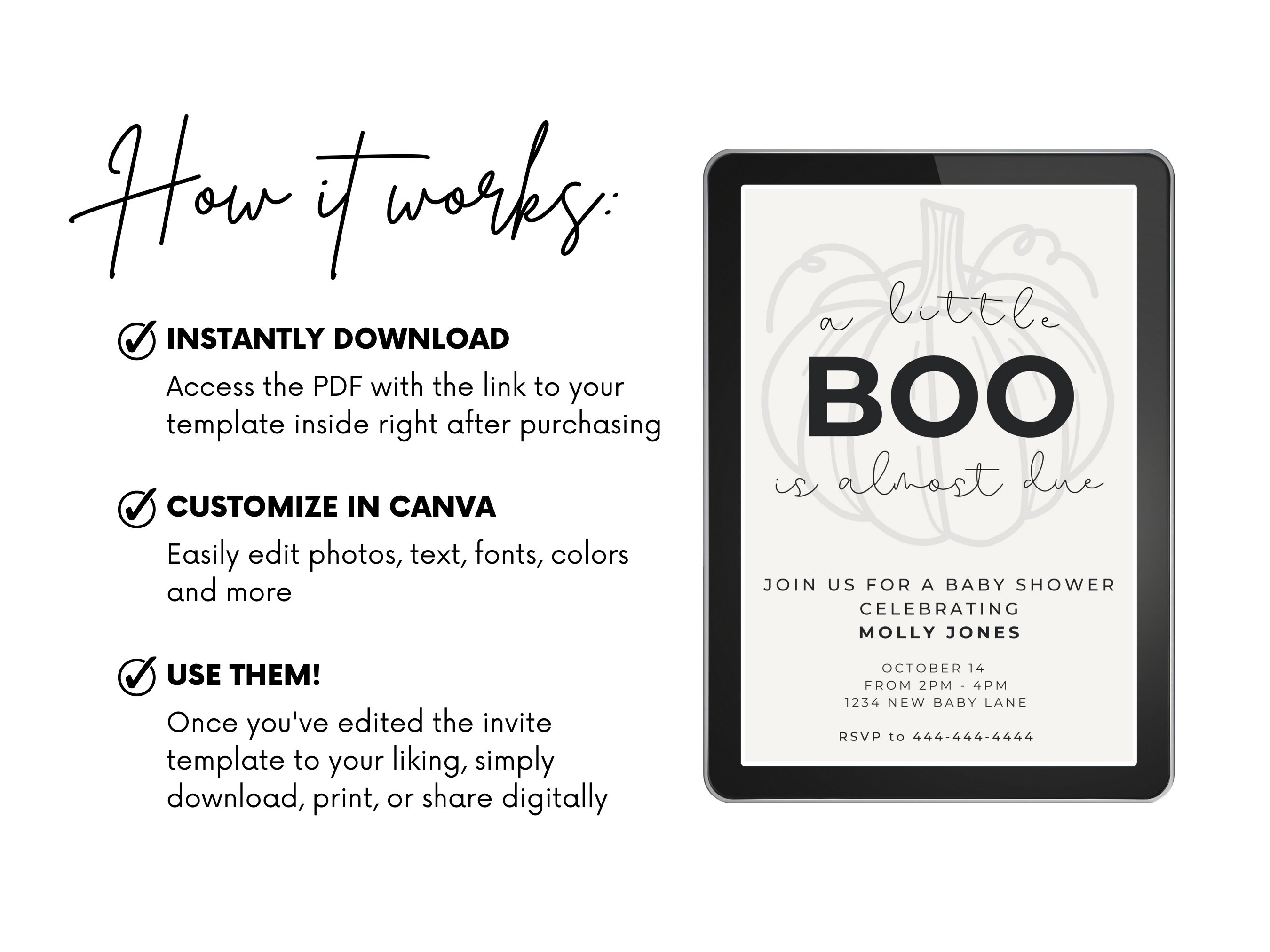 Halloween Baby Shower Invitation | Editable Template | Instant Digital ...