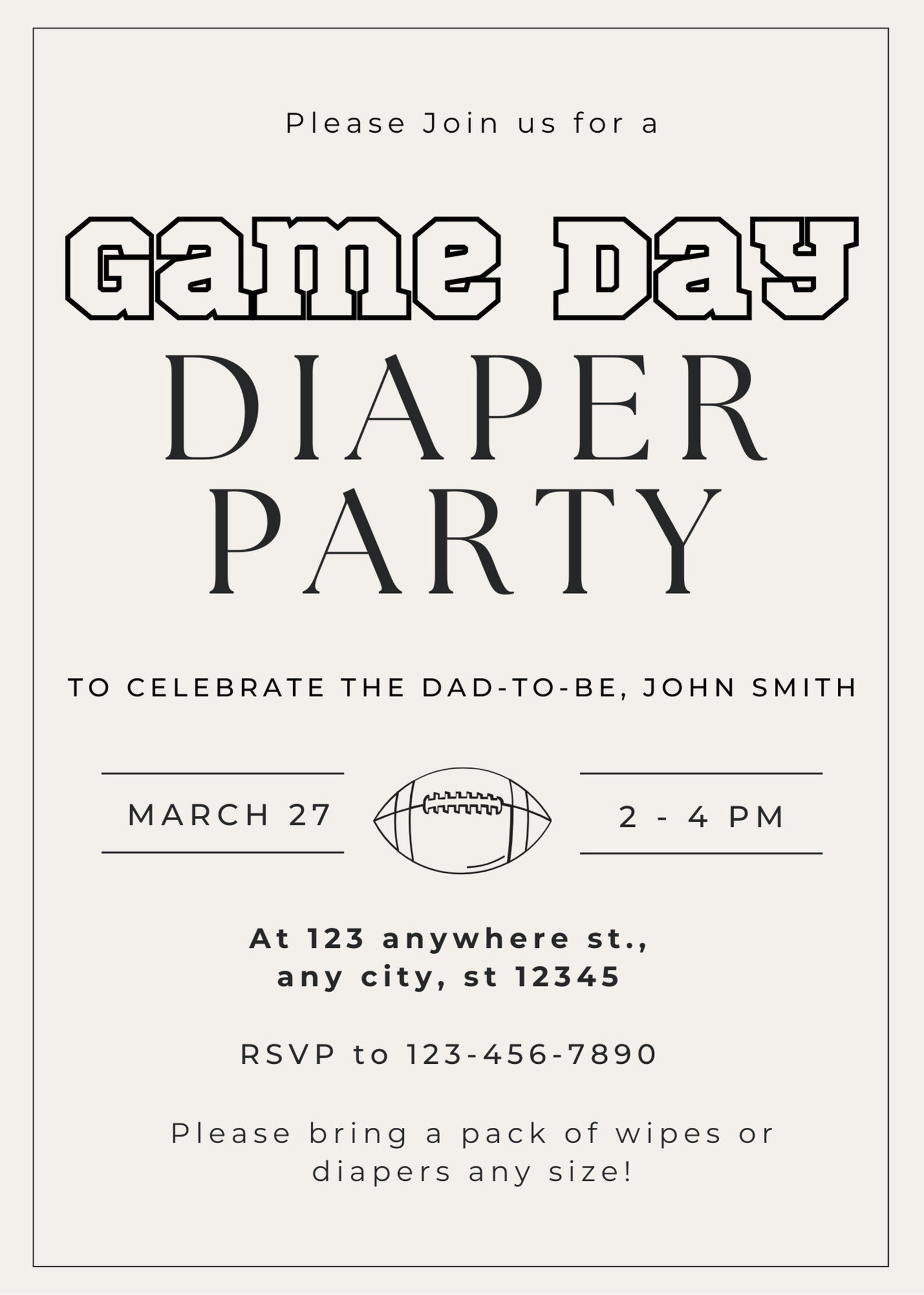 Football Diaper Party Invite | Instant Digital Download | Editable ...