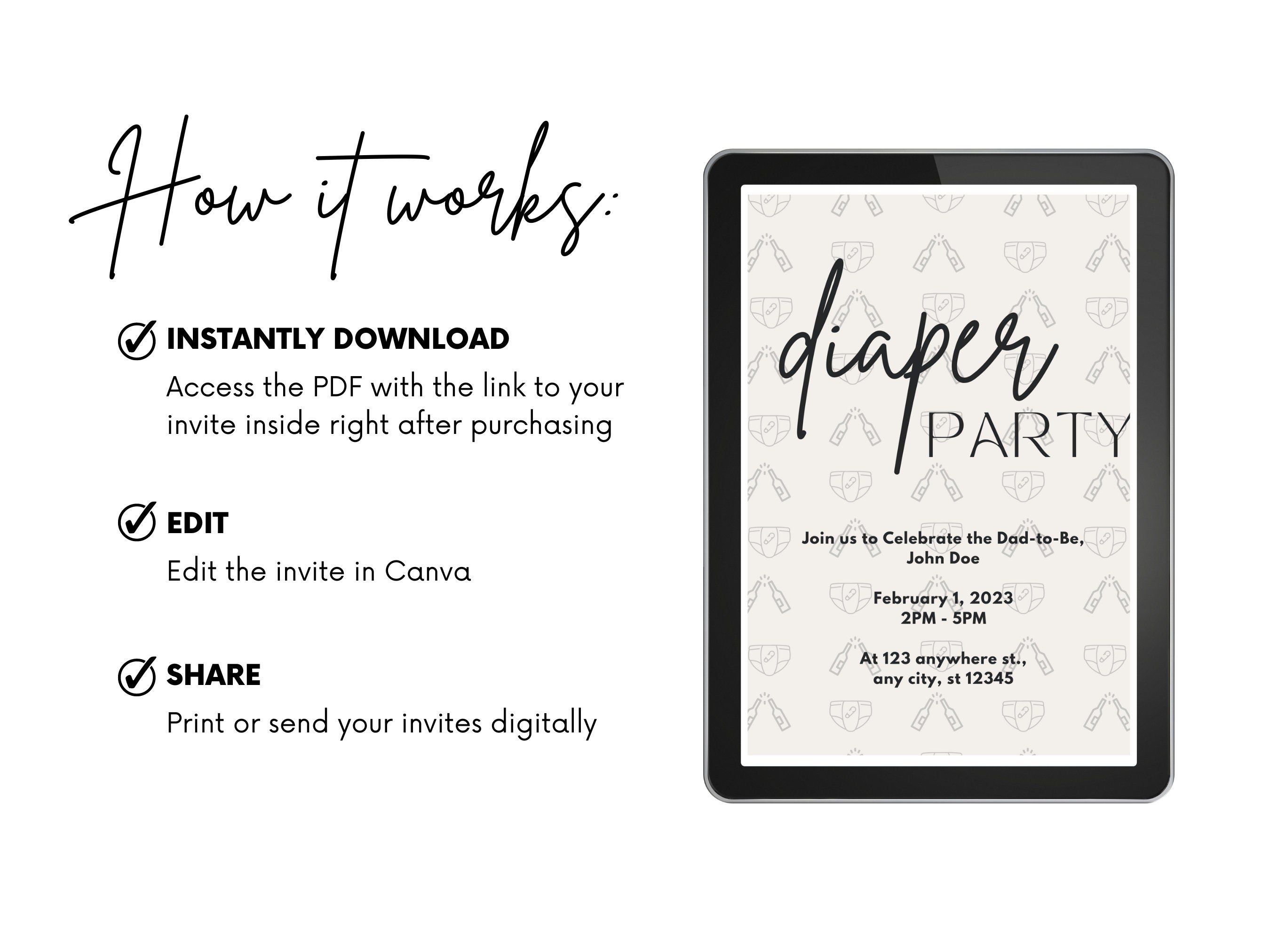 Dad Diaper Party Invite Printable