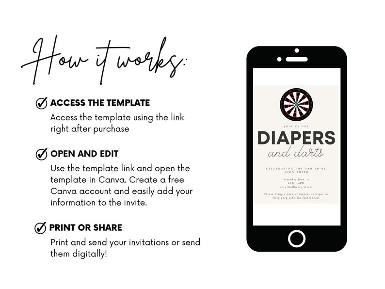 Diaper Party Invitation | Darts Diaper Party | Instant Digital Download ...
