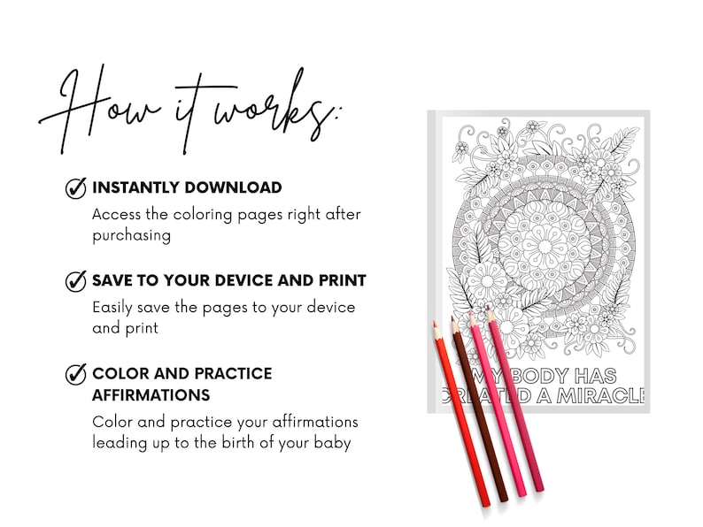 Birth Affirmation Cards Birth Affirmation Coloring - Etsy