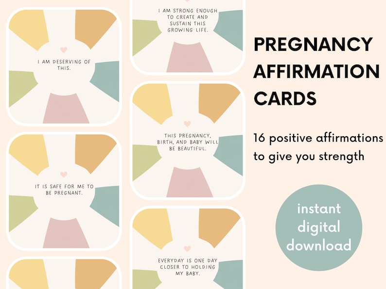 Pregnancy Affirmation Cards | Instant Digital Download - Etsy