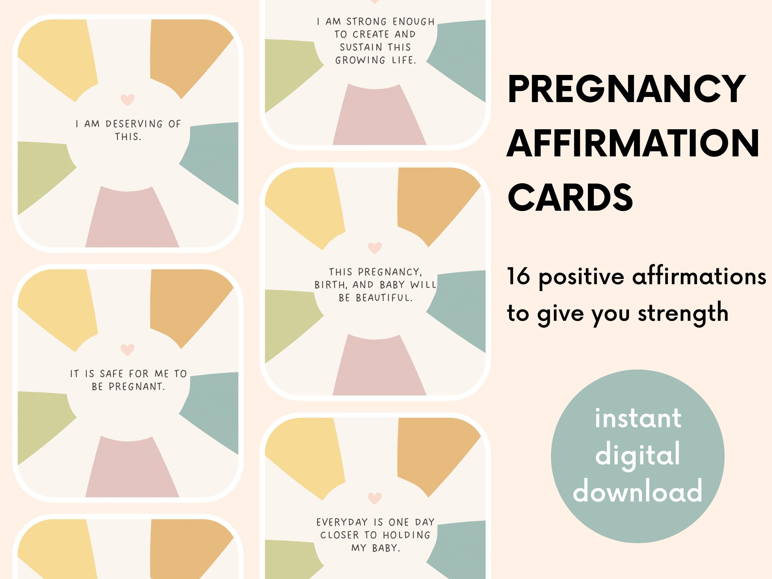 Pregnancy Affirmation Cards | Instant Digital Download - Etsy