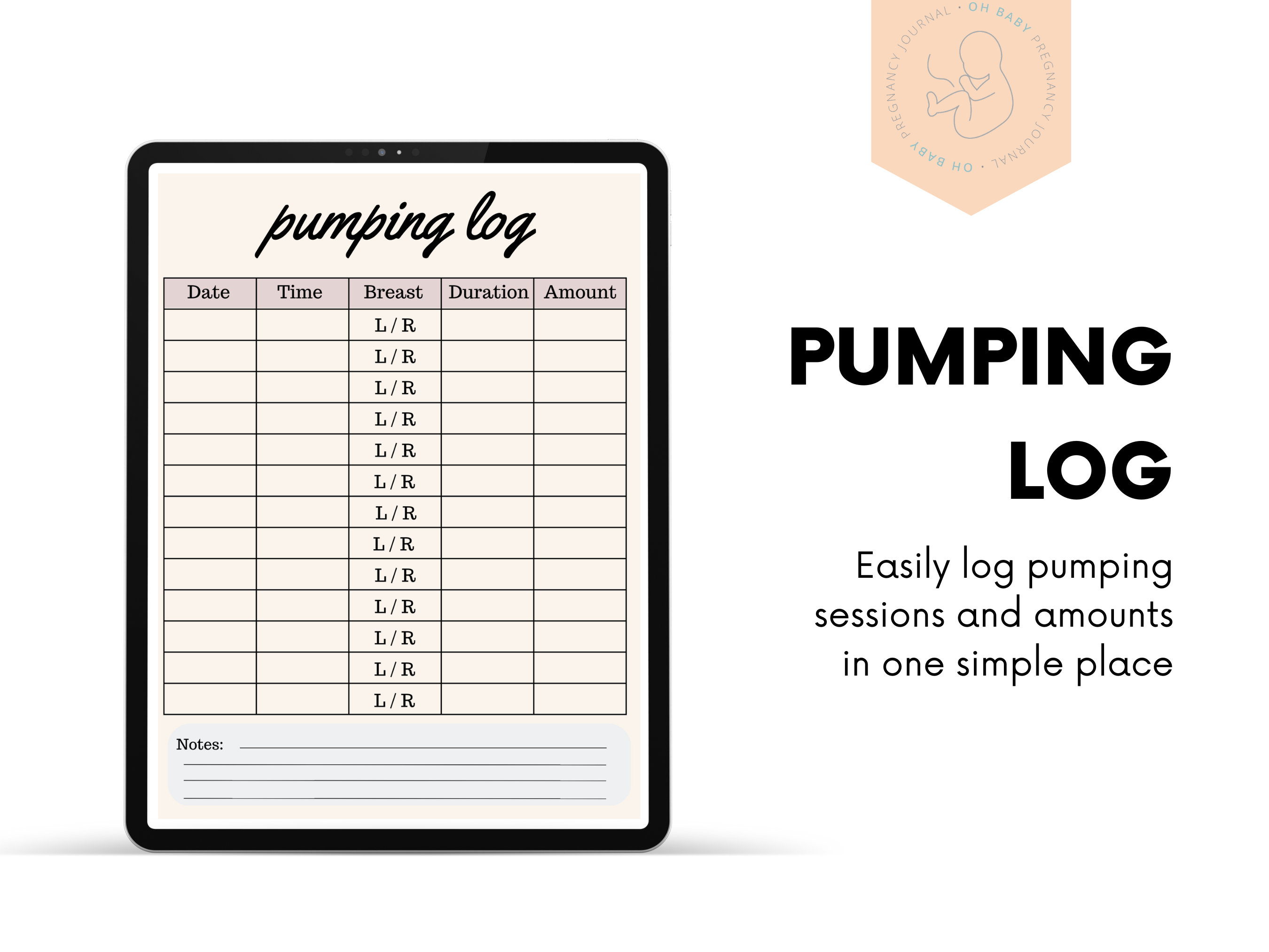 Breast Milk Pumping Log | Instant Digital Download | Exclusive Pumping ...