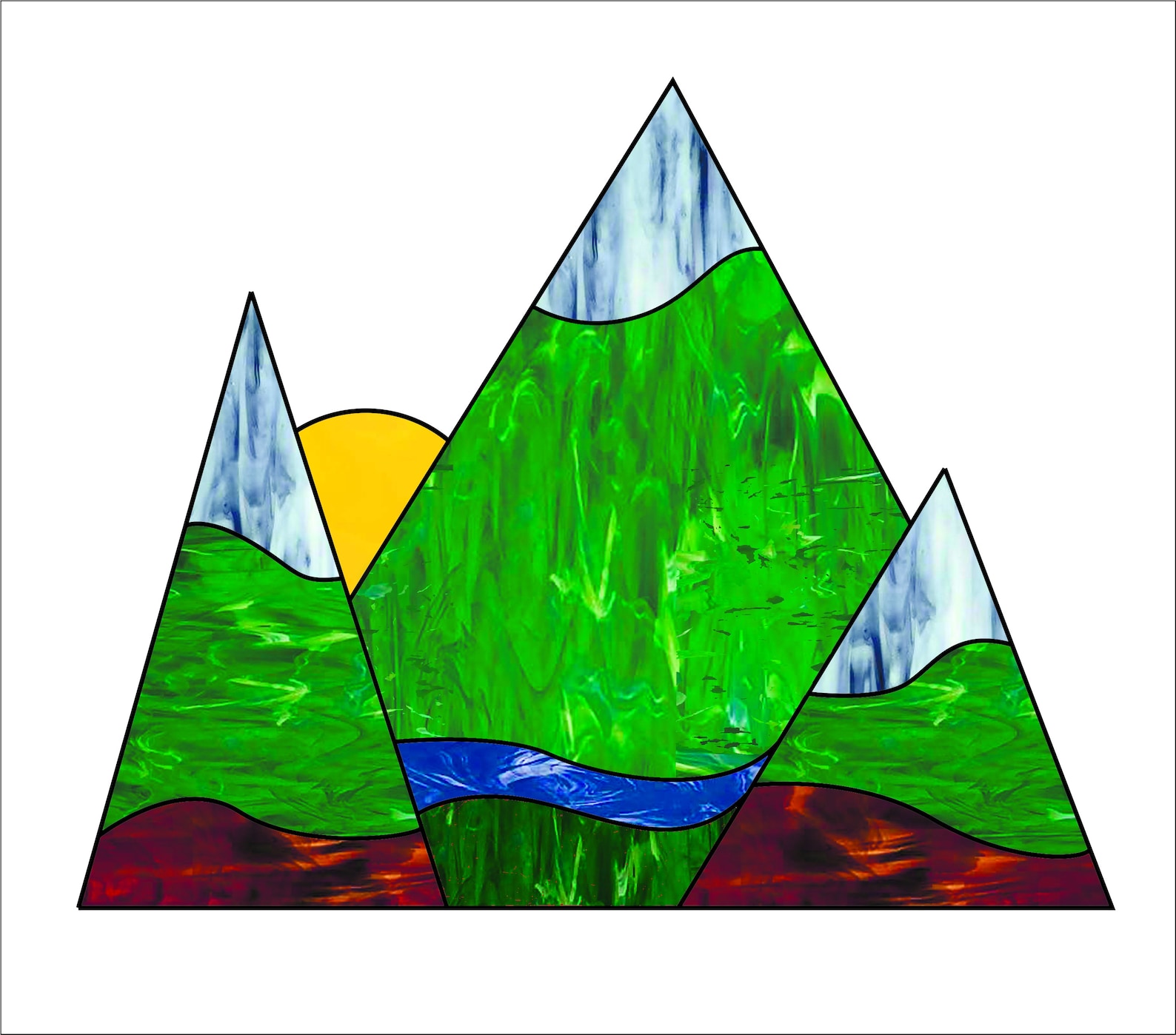 Mountains Stained Glass Pattern PDF Digital Download | Etsy