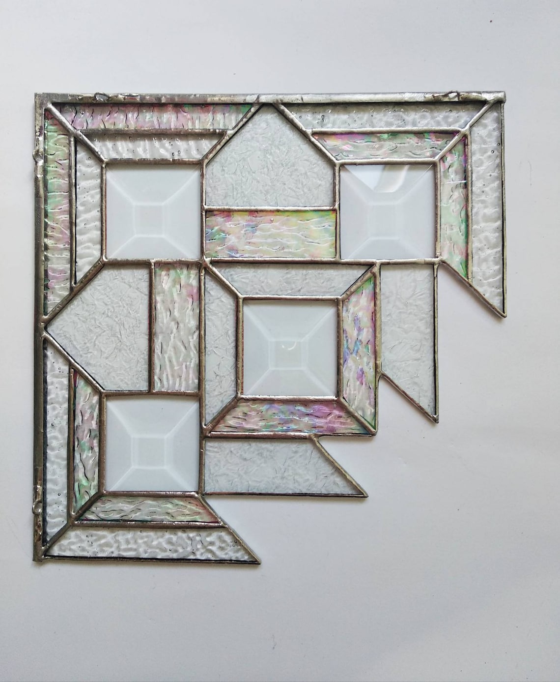 Stained Glass Corner Geometric Stained Glass With Bevels - Etsy