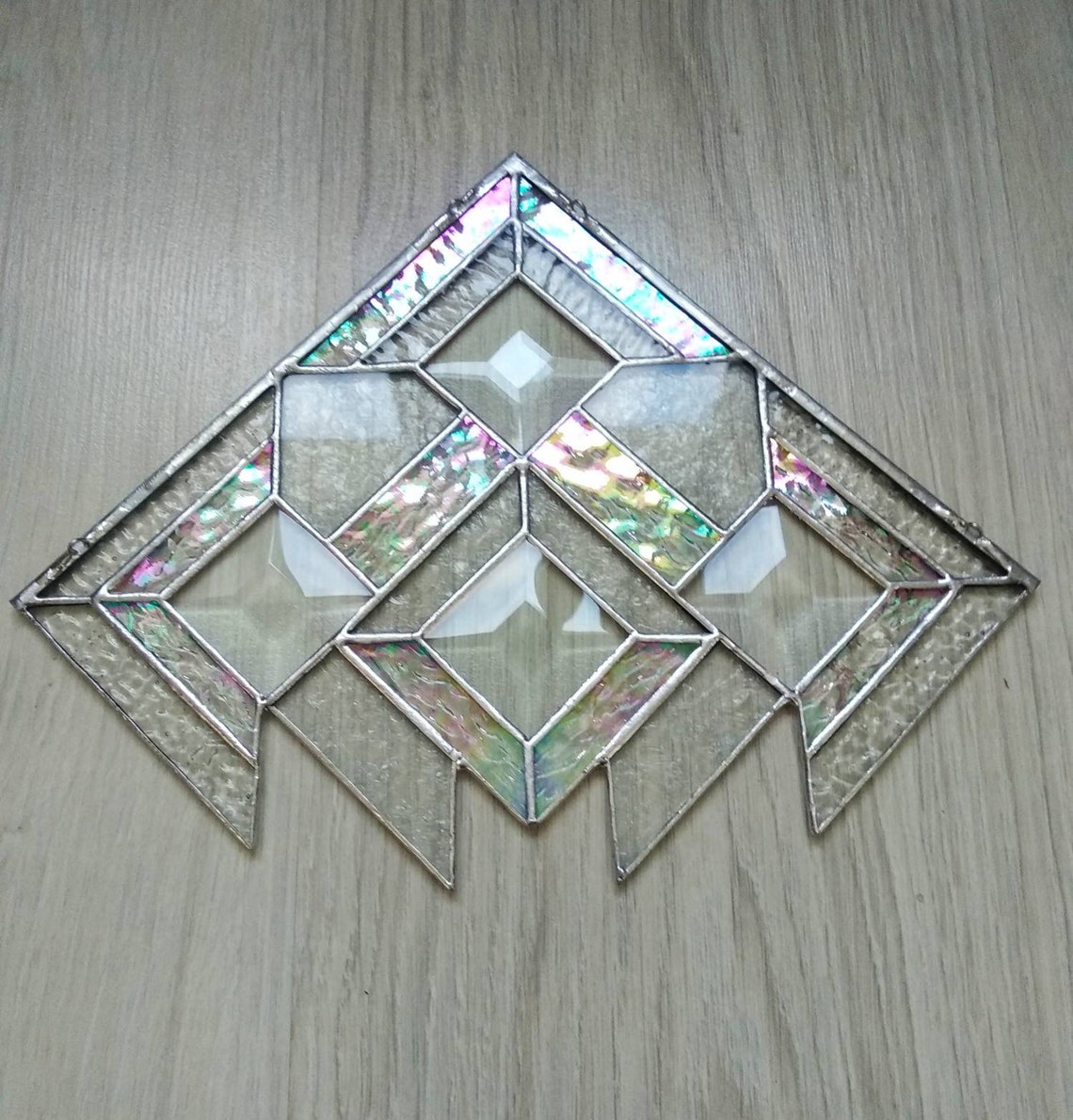Stained Glass Corner Geometric Stained Glass With Bevels - Etsy