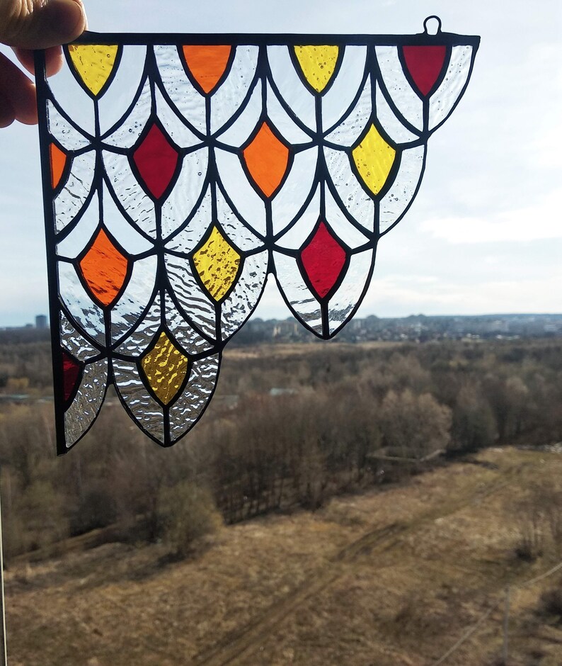 Stained Glass Corner Stained Glass Suncatcher Stained - Etsy