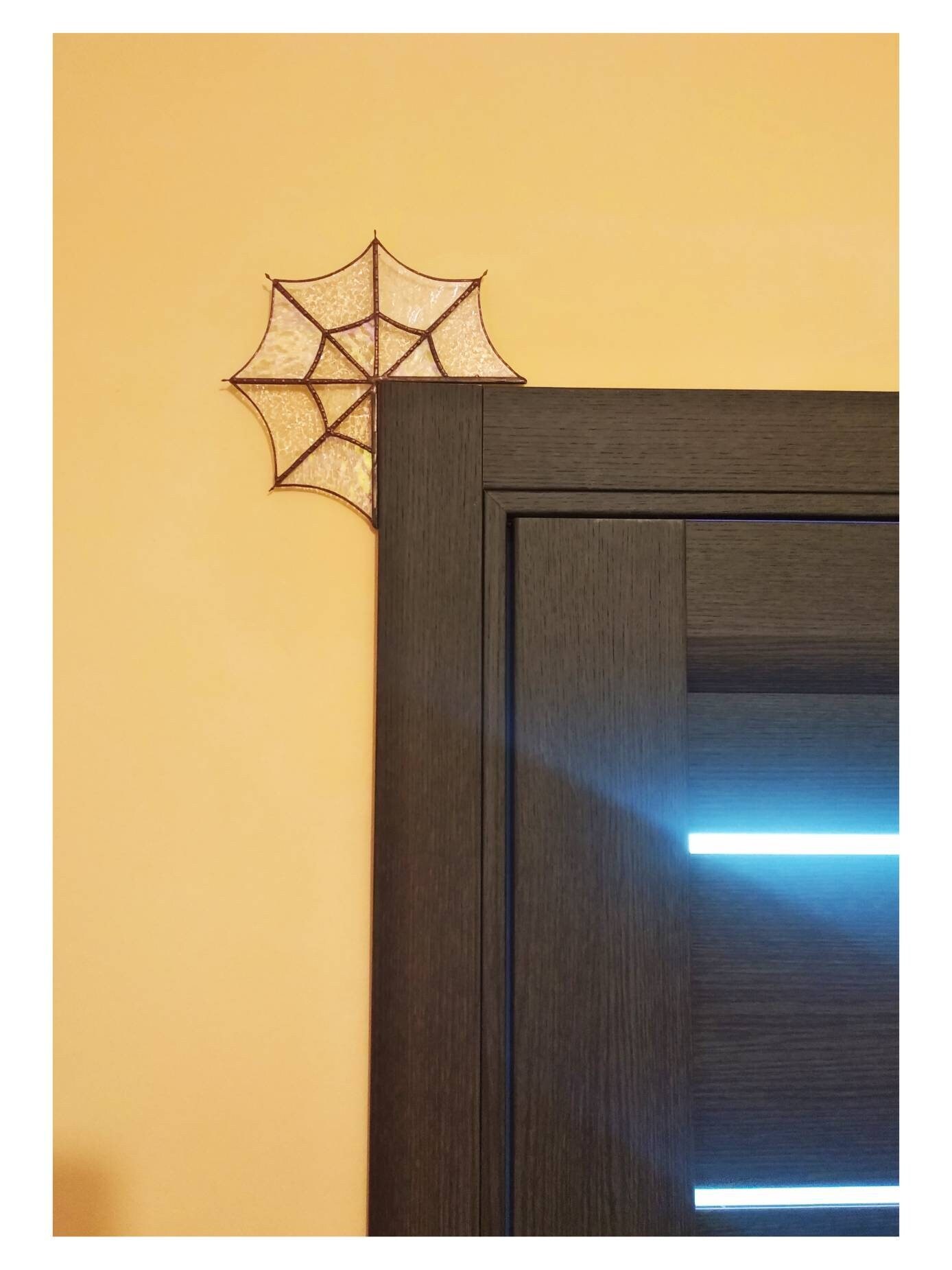 Halloween Stained Glass Spider Web Spider Web Corner - Etsy
