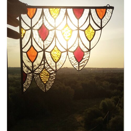 Stained Glass Corner Stained Glass Suncatcher Stained - Etsy
