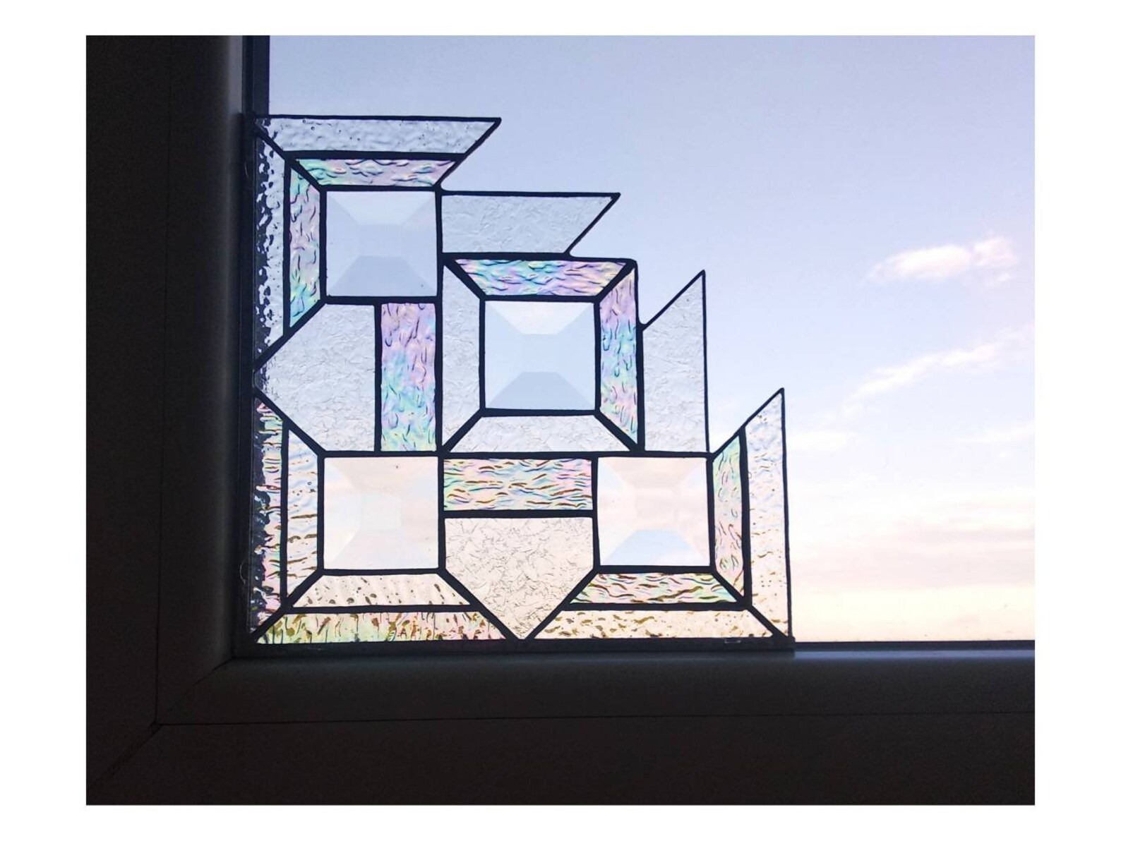 Stained Glass Corner Geometric Stained Glass With Bevels - Etsy