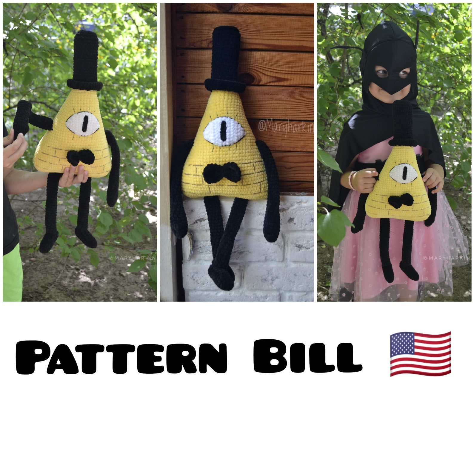 Crochet Pattern Bill Cipher Plush Amigurumi Creepy Crochet Etsy