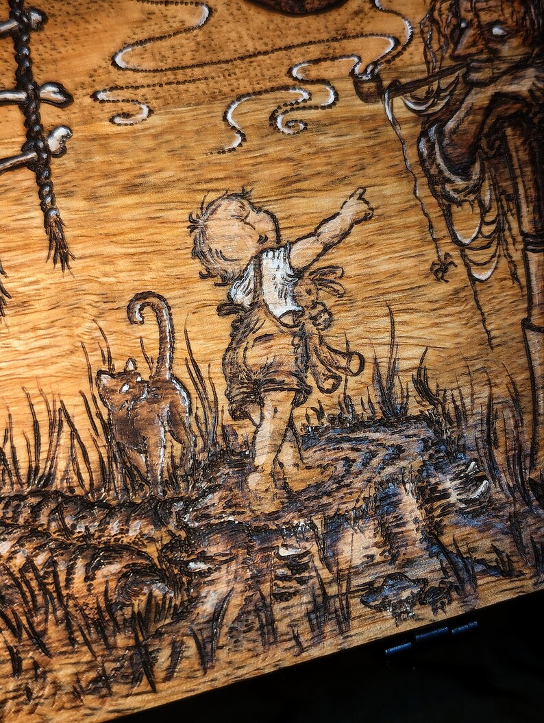 Meeting Baba Yaga Hand Engraved Wooden Box Pyrography, Wood, Dark Fairy ...