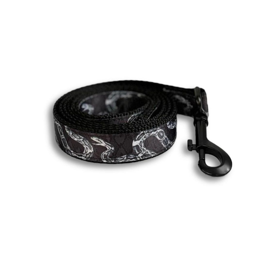 Snake Dog Leash: Serpent Skin Pattern, Black Metal Nylon Lead ...