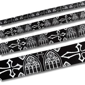 Gothic Cross and Cathedral Window Dog Collar: Occult Print, Adjustable ...