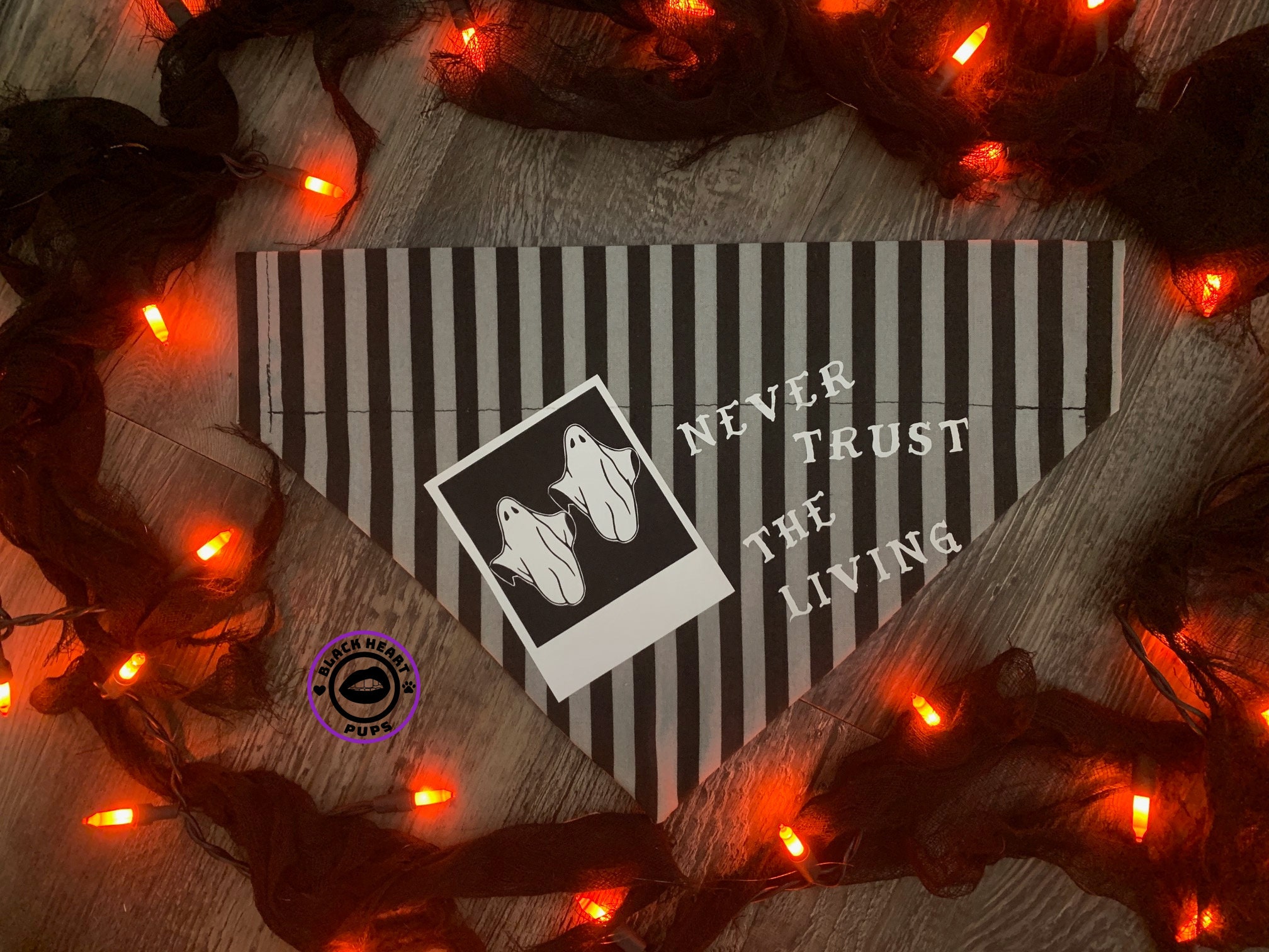 GHOST BANDANA Spooky Polaroid Ghost Bandana Black and | Etsy