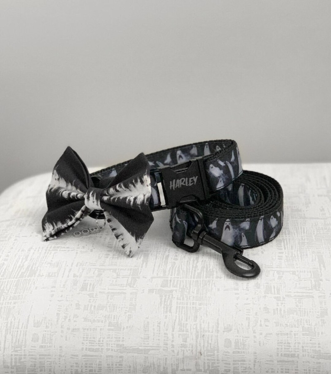 POLTERGEIST SET Spooky Ghost Dog Collar and Leash Set 3 Piece Halloween ...