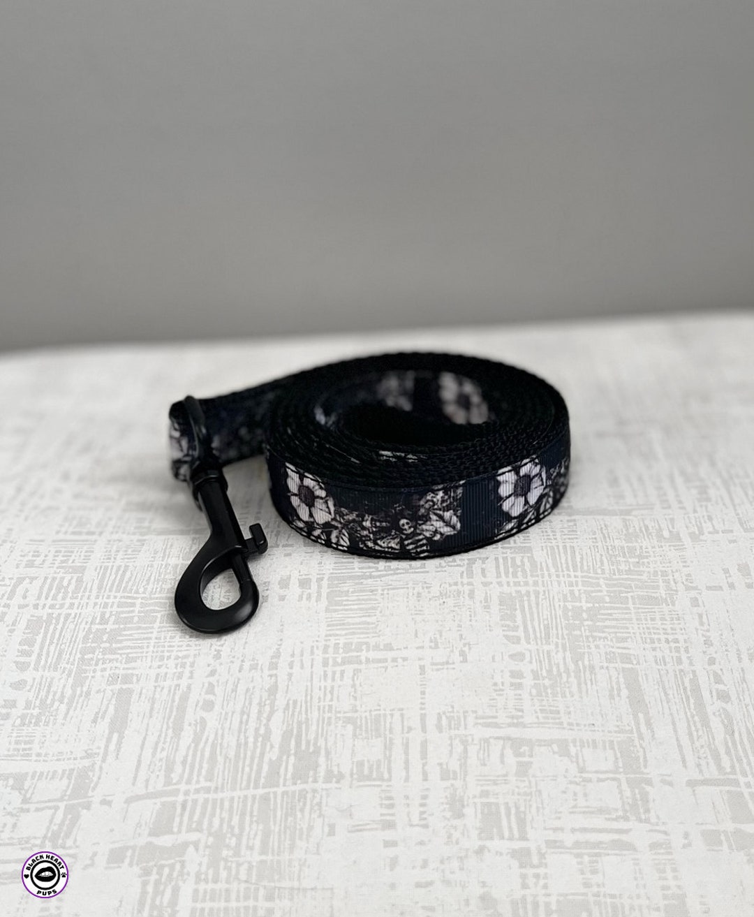 DREAD LEASH Death Moth Dog Leash Floral Dog Leash Black Nylon Leash ...