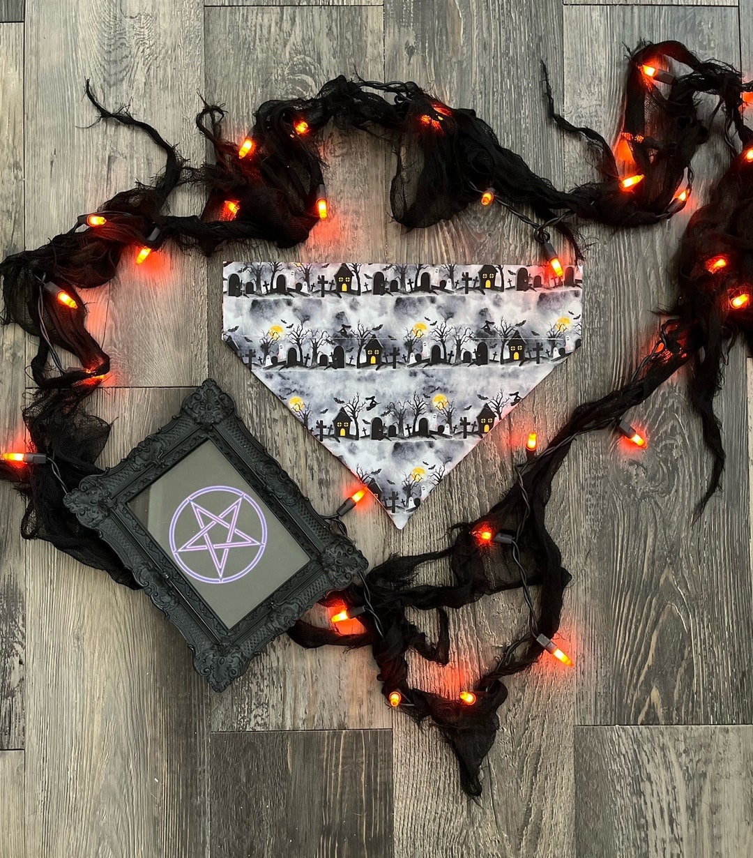 HAUNT BANDANA Ghost Dog Bandana Halloween Dog Bandana Spooky Bandana ...