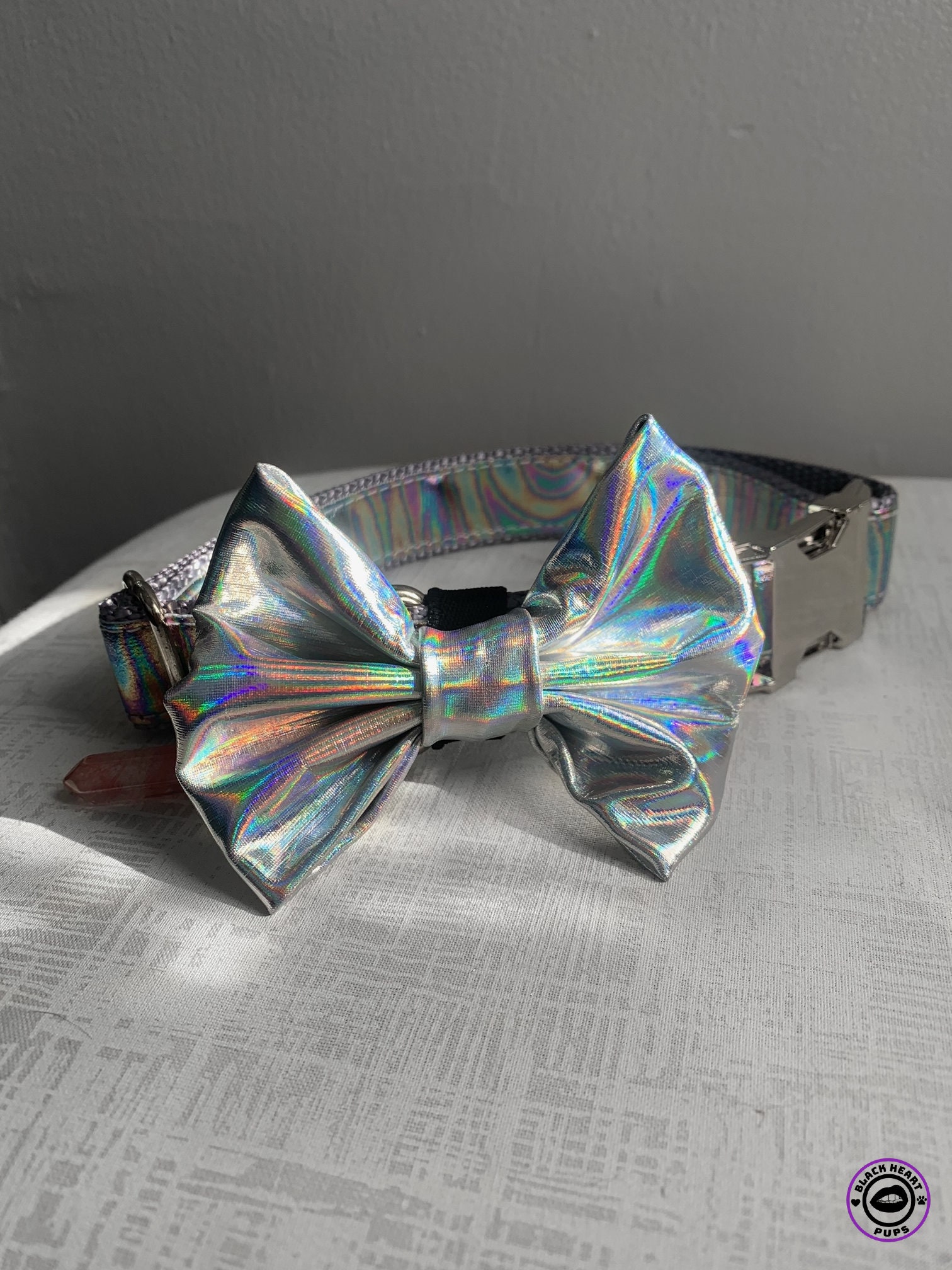 GEM BOW TIE Holographic Bow Tie Iridescent Dog Bow Tie | Etsy