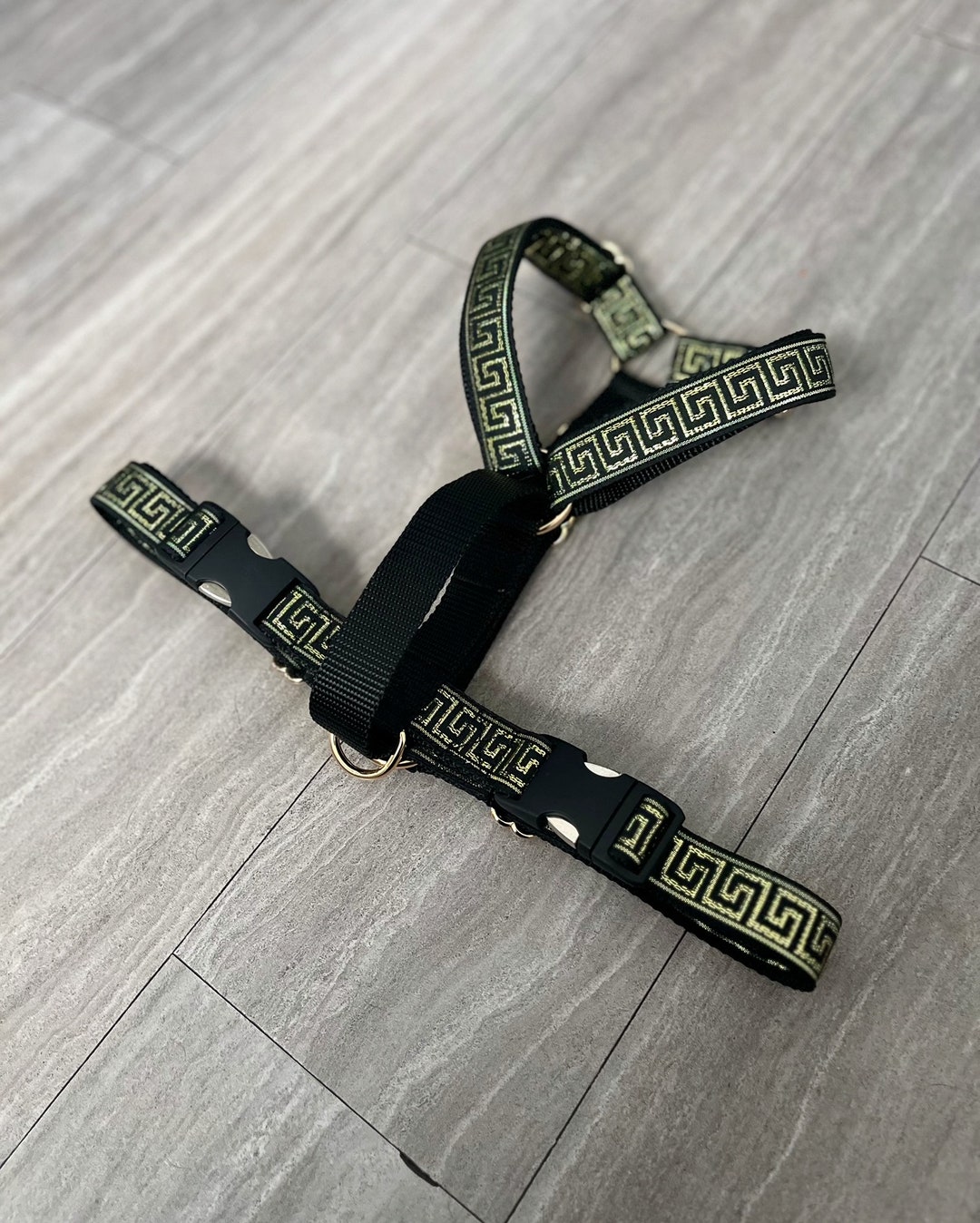 MUSE HARNESS Greek Key Harness Black and Gold Dog Harness - Etsy