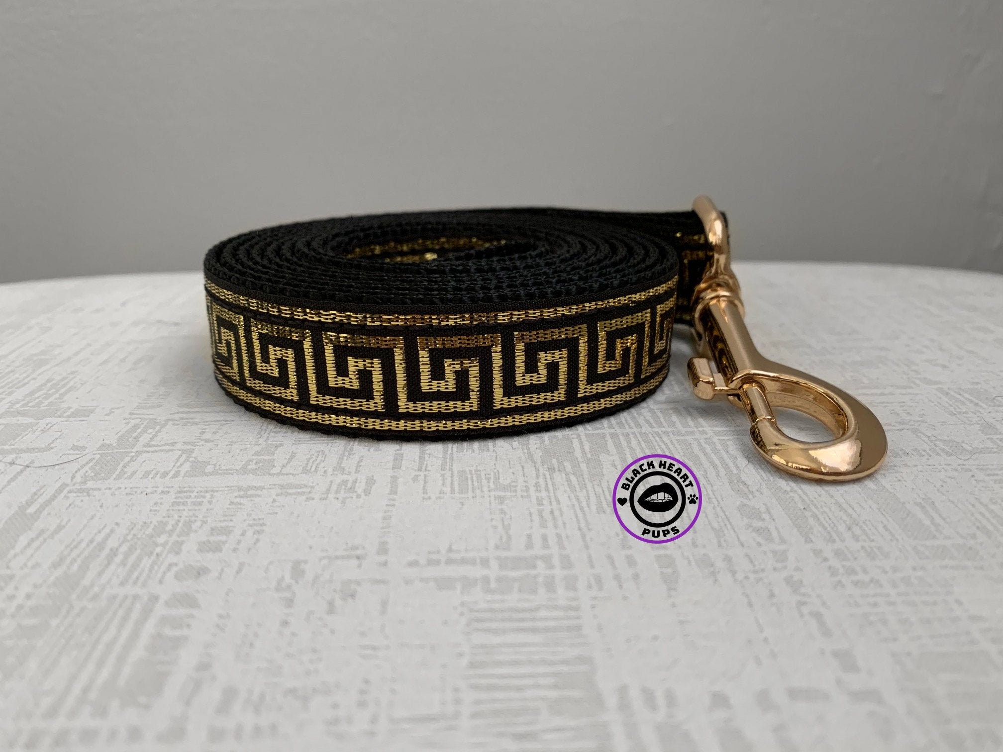 MUSE LEASH Gold Greek Key Dog Leash Nylon Dog Leash Gold - Etsy