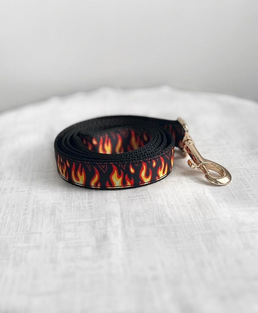 PAIN LEASH - Red Flame Dog Leash - 5/8" or 1" Wide Durable Nylon Leash ...