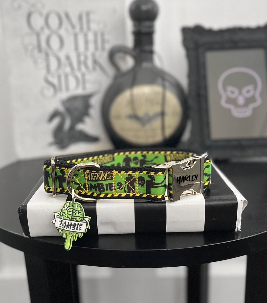 BIOHAZARD Zombie Dog Collar Undead Caution Tape Pattern Collar Standard ...