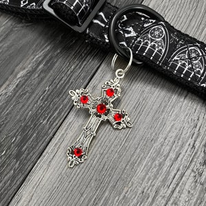 COVEN - Gothic Cross and Cathedral Window Dog Collar - 3/8" 5/8" 1" or ...