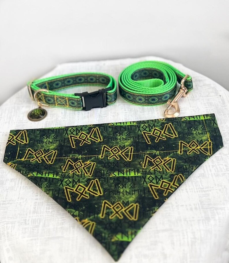 Loki God of Mischief Dog Collar and Leash Set - 3 Piece Personalized ...