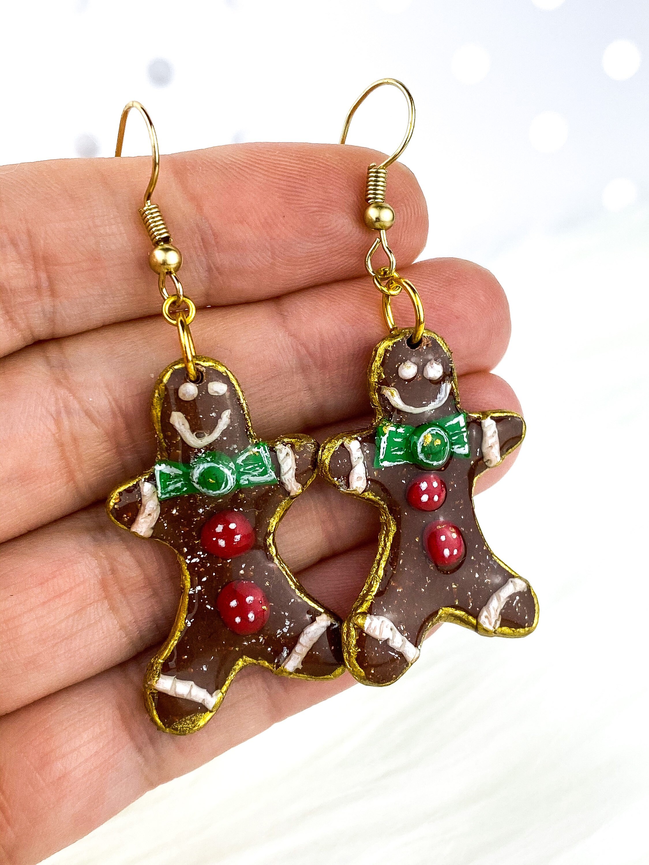Polymer Clay Resin Earrings Christmas Collection Gingerbread - Etsy