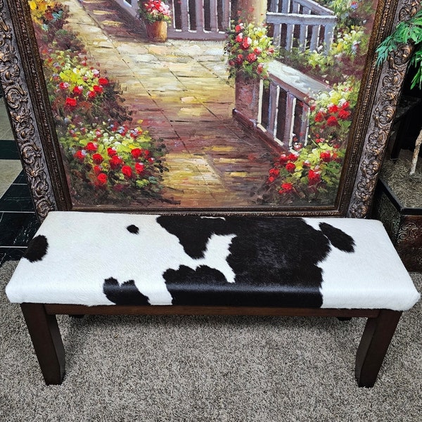 Cowhide Bench - Etsy