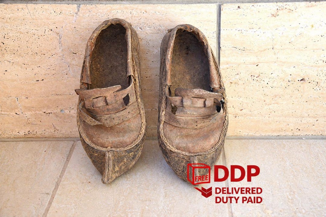 Antique Primitive Handmade Leather Shoes From Pig Skin Circa 1870s ...