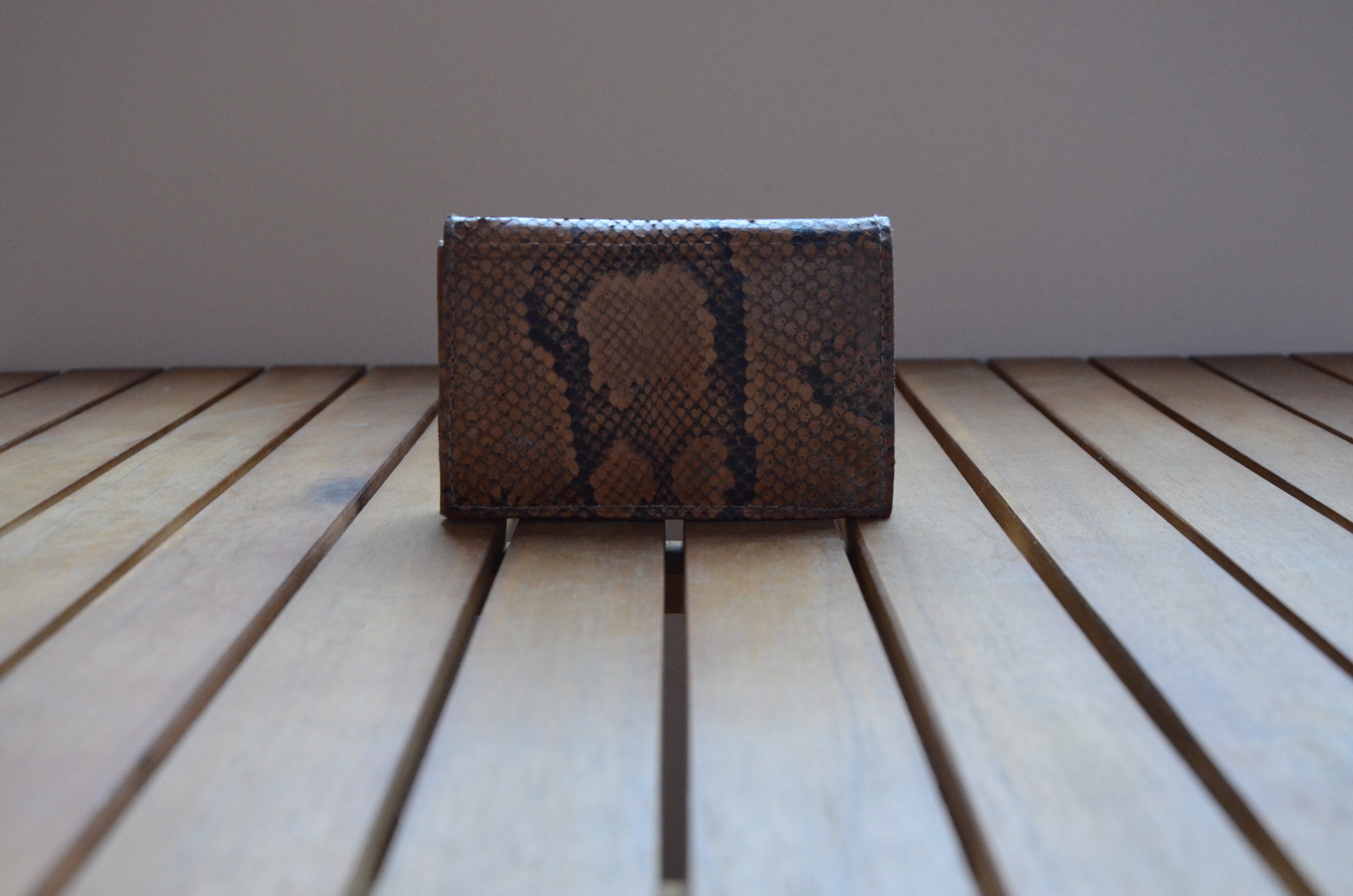 Vintage Phyton Brown Snakeskin Leather Wallet, Boho Chic Snakeskin ...