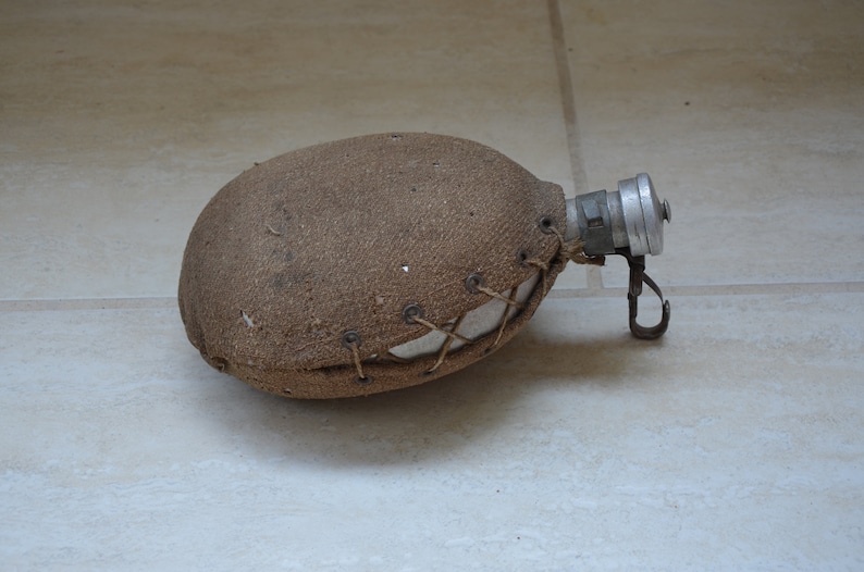 Vintage Canvas Flask, Military Water Bottle, Aluminum Military Canteen ...