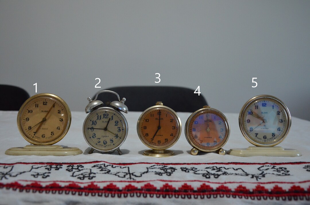 Vintage Soviet Alarm Clock Slava, 11 Jewels, Vintage Desk Clock ...