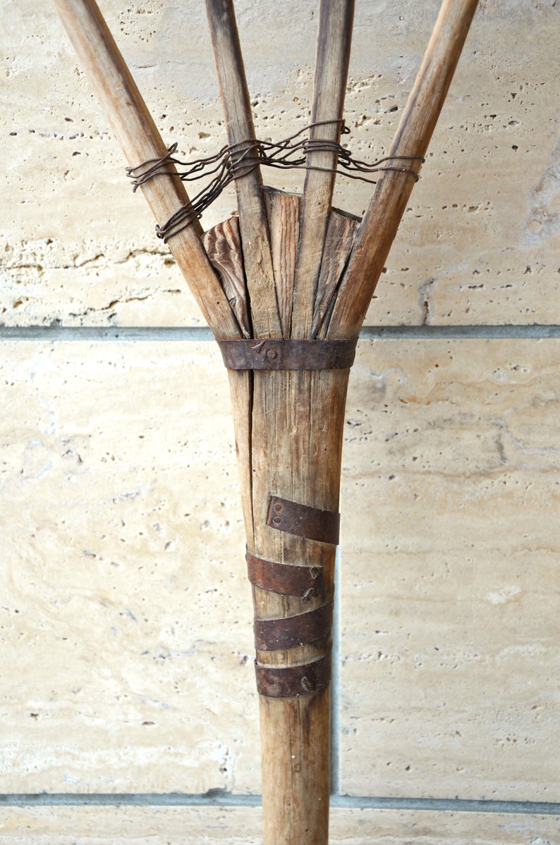 19th Century Bulgarian Hay Fork on Custom Wall Mount, Antique Primitive ...