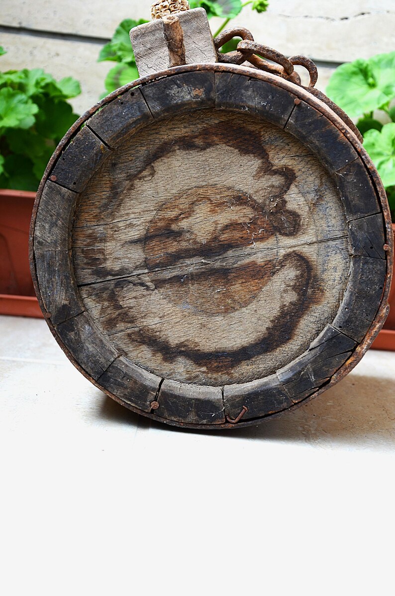 Antique Primitive Ottoman Wooden Barrel, Rustic Handcrafted Handle ...
