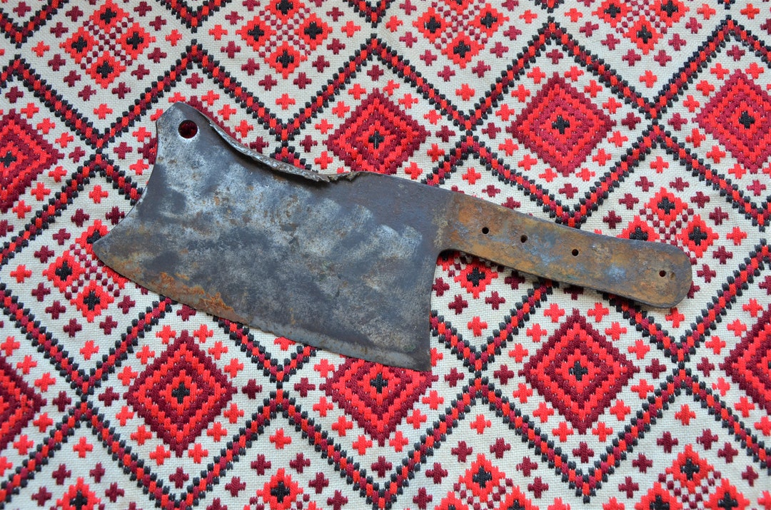 Antique French Cleaver, Old Butcher's Tool, Handmade Cleaver, Old Rusty ...