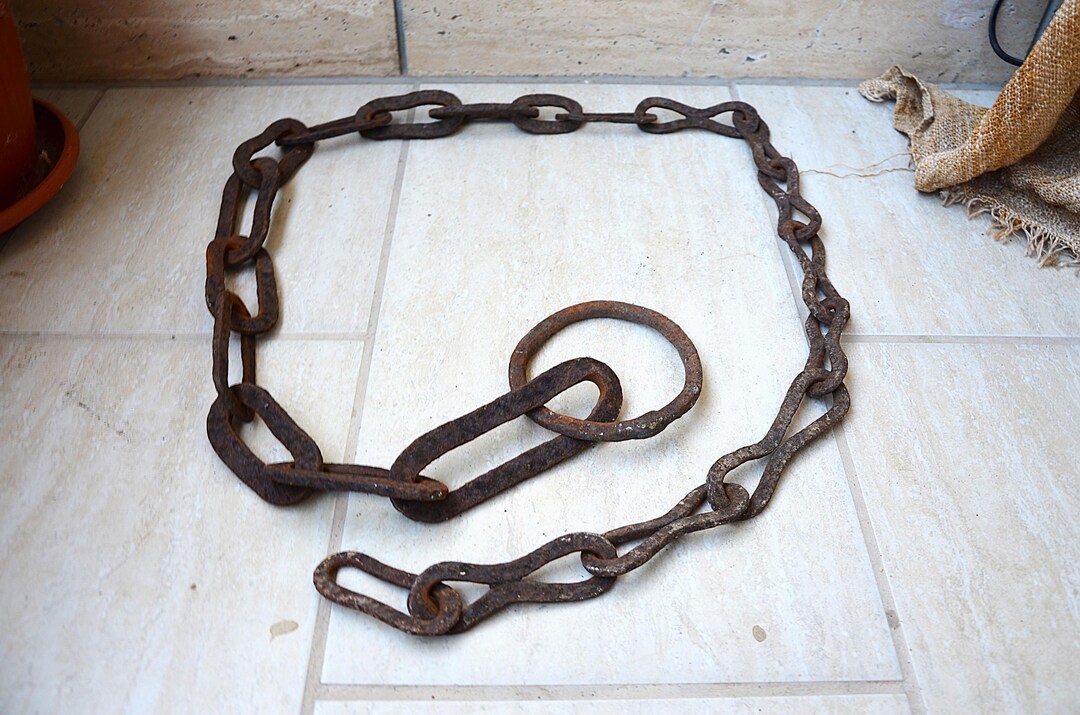 Antique Primitive Ottoman Wrought Iron Chain 73" (185 Cm), Rustic Iron ...
