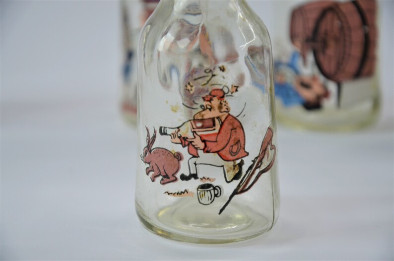 5 Vintage Alcohol Glass Bottles, Whisky Bottles, Wine Bottles, Brandy ...